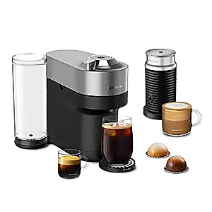 Nespresso Vertuo POP+ Deluxe Coffee and Espresso Machine by Breville with Milk Frother, Titan Medium