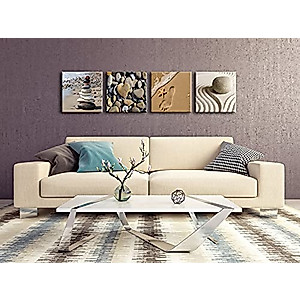 Wieco Art Romantic Beach Theme 4 Piece Modern Giclee Artwork Sea Beach Ocean Canvas Prints Contemporary Abstract Seascape Pictures Paintings on Canvas Wall Art for Bedroom Home Decorations