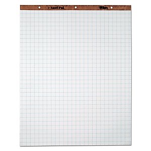 TOPS Easel Pad, 3-hole punched, white, 15 lb, 1" squares, 50 SH/PD, 4 per Carton (7900)