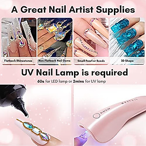 Makartt Nail Rhinestone Glue for Nails, Super Strong Gel Nail Glue for Rhinestones for 3D Nails Bling Gel for Halloween Decoration Gem Nail Art Jewel Crystal Beads Diamonds 30ML Cured Need Beauty Gift