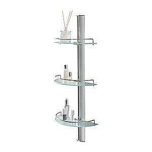 Organize It All Mounted 3 Tier Half Moon Bathroom Glass with Stainless Steel Rail Shelf