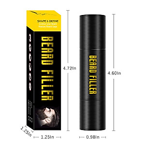 NewBang Beard Filler, 2-in-1 Filling Stick and Brush for Men, Waterproof Long-Lasting Natural Finish, Enhances Facial Hair and Moustache Makeup - Black