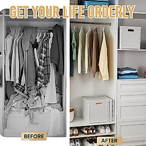 TAILI 2 Pack Storage Bins With Lids and 8 Pack Vacuum Storage Bags Large, Extra Large Cube Storage Bin of 32L Collapsible & Stackable for Bedding and Clothes, Closet Organizers and Storage