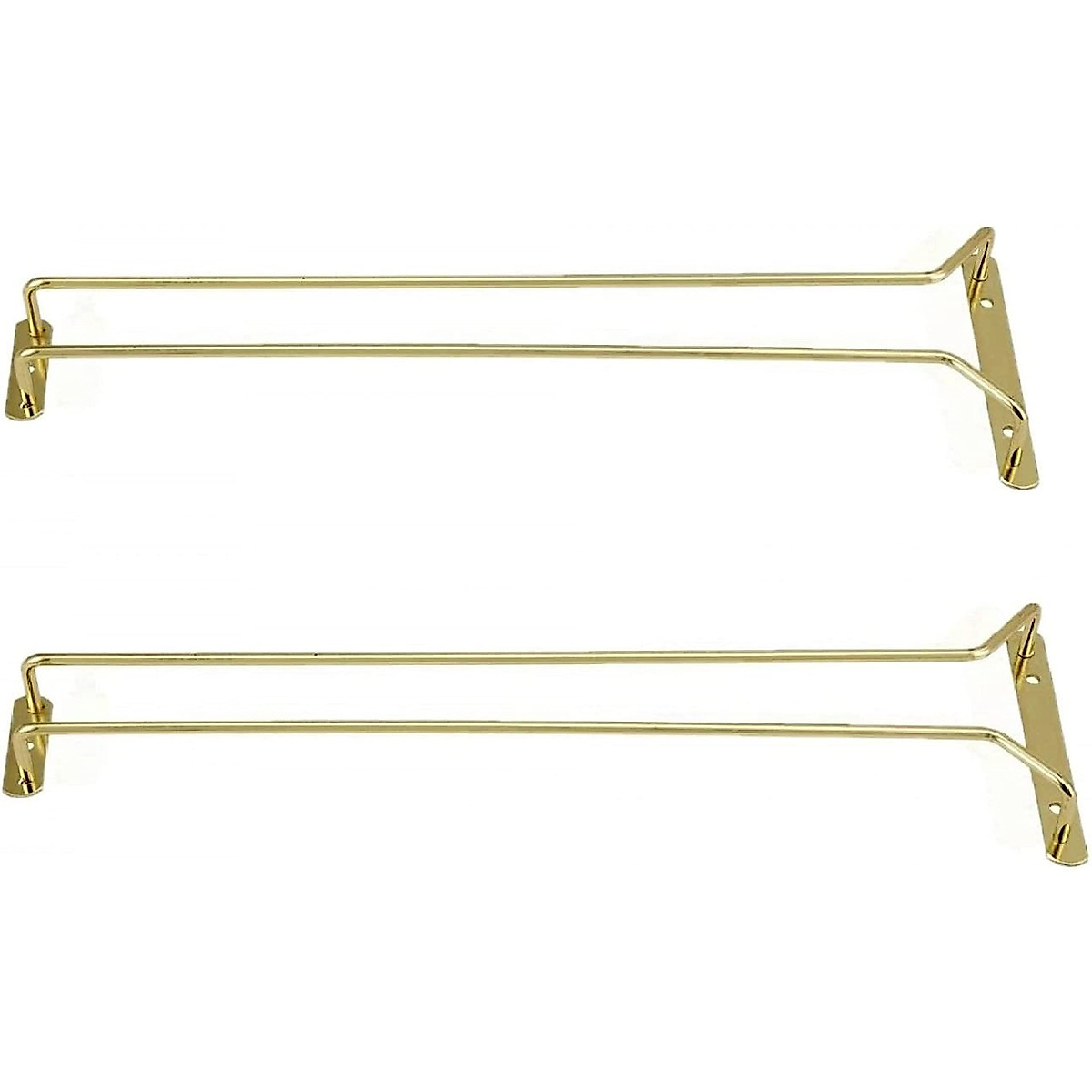 TrueCraftware – 24 -Inch, Wine Glass Rack, Stemware Rack, Wire Hanging Rack, Under Cabinet, Brass Finish, Set of 2