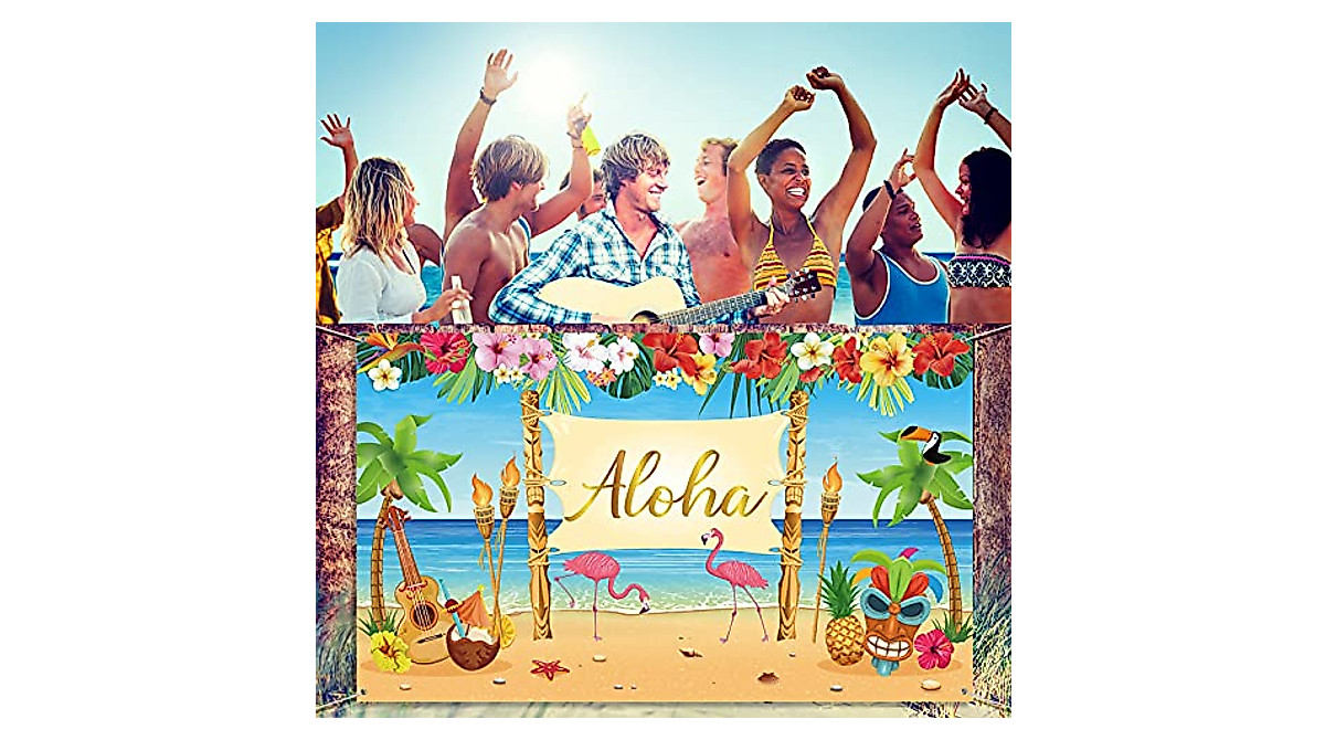 Hawaiian Aloha Party Banner - Large Summer Luau Backdrop for Events