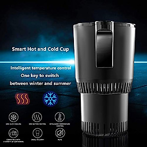 GEEZO 12V/24V Smart Temperature Control Travel Coffee Mug for Car/Truck,Electric Heated Travel Mug 450ML Stainless Steel Tumbler Smart Heating Cup Keep Milk Warm LCD Display Easily Washing Safe