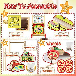 FOPNETS Wooden Toys for 1 2 Year Old Boys Girls Activity Cube Gift Set Developmental Montessori Learning Educational Toys for Toddlers Removable Bead Maze Shape Sorter 6 in 1 First Birthday Gifts