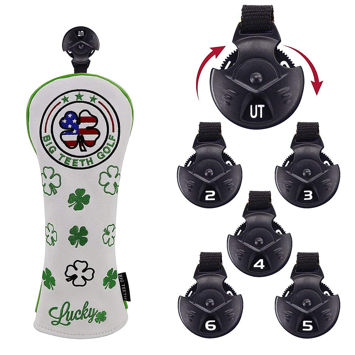 Golf Head Covers Driver Fairway UT Cover Putter Iron Cover Golf Club Protector Lucky Clover