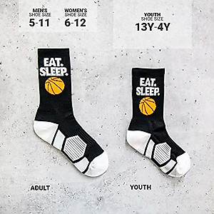 ChalkTalkSPORTS Basketball Adult Athletic Mid-Calf Woven Socks | Eat Sleep Basketball | Black