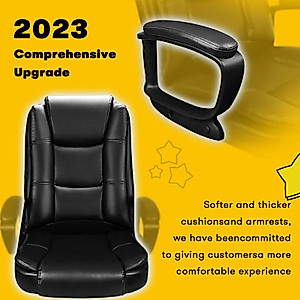 OFIKA Home Office Chair, Big and Tall Chair Heavy Duty Design, Ergonomic High Back Cushion Lumbar Back Support, 400LBS Computer Desk Chair, Adjustable Executive Leather Chair with Armrest (Black)