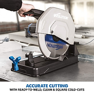 Evolution S355CPSL – Heavy Duty 14 Inch Metal Cutting Chop Saw W/ 14 Inch Carbide-Tipped Blade | Dry Cut Saw | Miter Saw 45° | Chop Saw For Cutting Metal – Accurate. Powerful. Reliable