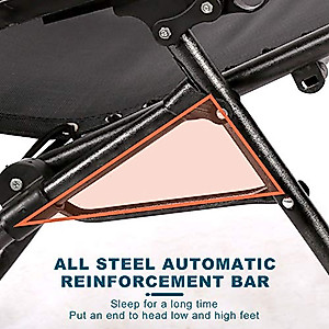 HCY Zero Gravity Chairs Outdoor Adjustable Recliner Chair Folding Lounge Patio Chairs Heavy Duty Zero Gravity Chair with Pillows Set of 2 for Beach, Yard, Lawn, Camp（Black）