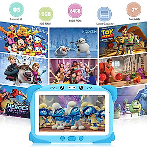 Kids Tablet 7 Toddler Tablet for Kids, 32GB Tablet for Toddler Learning, Children Tablet with WiFi, Camera, IPS Screen, Parental Control, Pre-Installed Apps, for Boys Girl（Blue）