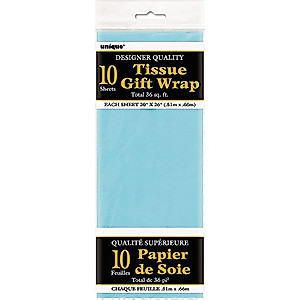 Unique Industries, Baby Blue, Tissue Gift Wraps-20" x 26", 10 Pcs, 10ct