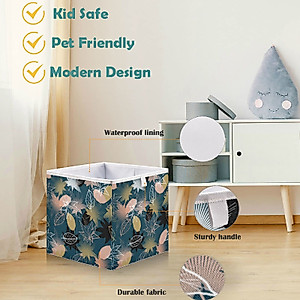 visesunny Closet Baskets Autumn Maple Leaf Storage Bins Fabric Baskets for Organizing Shelves Foldable Storage Cube Bins for Clothes, Toys, Baby Toiletry, Office Supply