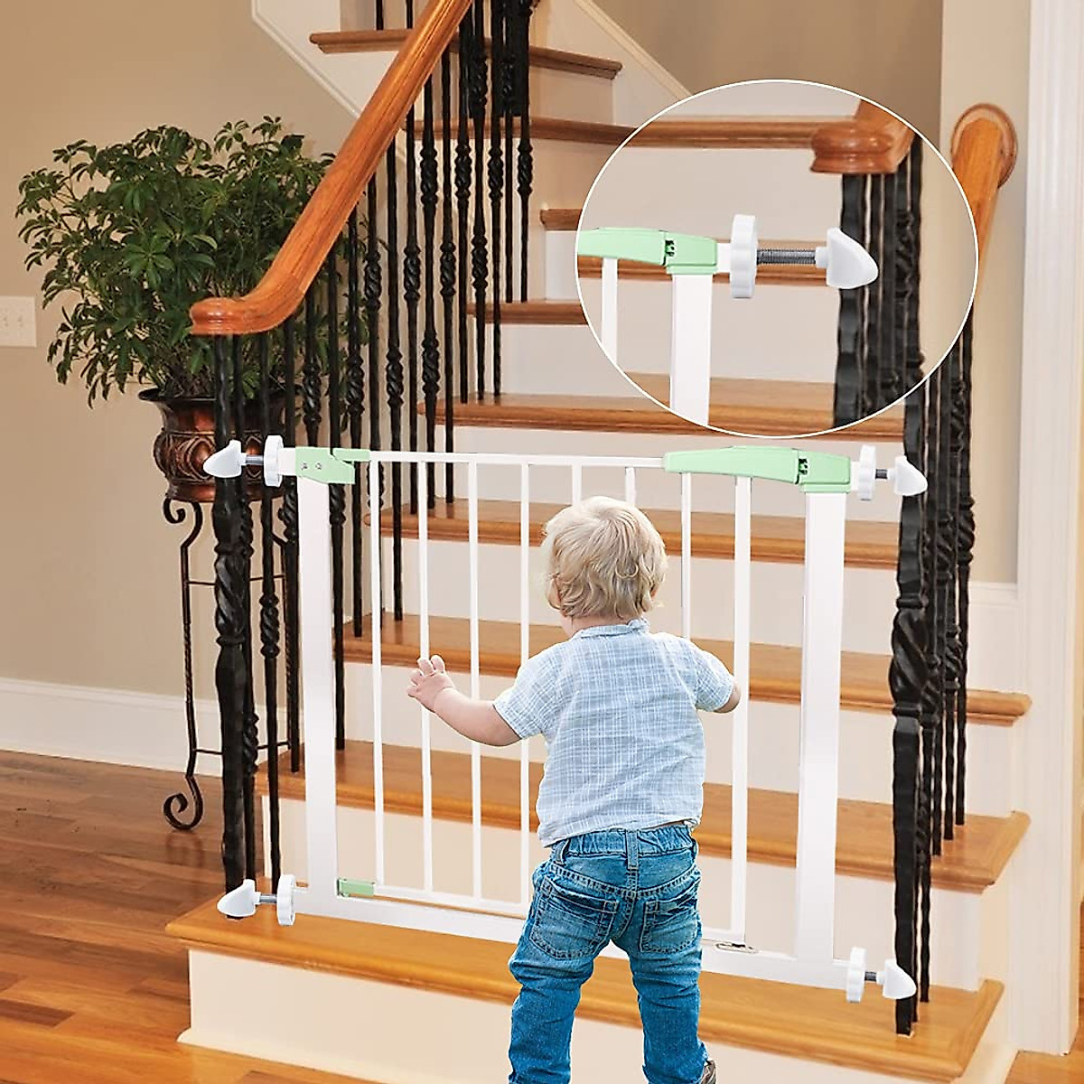 Sungrace 2 Pack Extra Long Y Spindle M8 Stair Banister Baby Gate Adaptors for Dreambaby Pressure Mounted Security and Pet Safety Gates (White, 8mm)
