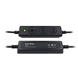 VoiceJoy USB Adapter Compatible with Any Plantronics or VoiceJoy Wired Headset with a QD and Includes Volume Control and Mute Functionality (Connect Headset to PC, Laptop and Softphones)