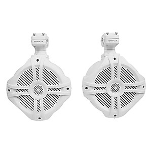 Rockville Bluetooth Receiver+6.5" White Marine Wakeboard Tower Speakers+Amp+Kit