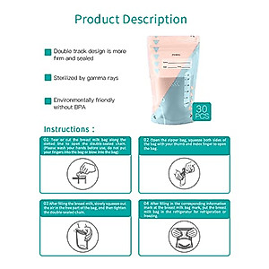 Breast Milk Storage Bags, 6.5-8 Ounces, Liquid Food Bags, Double-Layer self Sealing, Flat Storage, can Stand Upright After Filling.