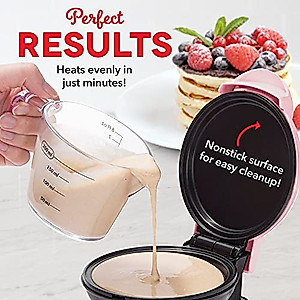 DASH Mini Maker Electric Round Griddle for Individual Pancakes, Cookies, Eggs & other on the go Breakfast, Lunch & Snacks with Indicator Light + Included Recipe Book - Pink