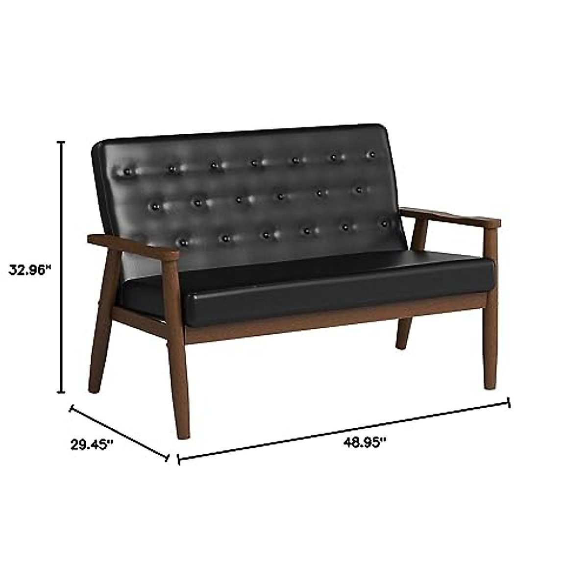 Baxton Studio BBT8013-Black Loveseat Love Seats, Black