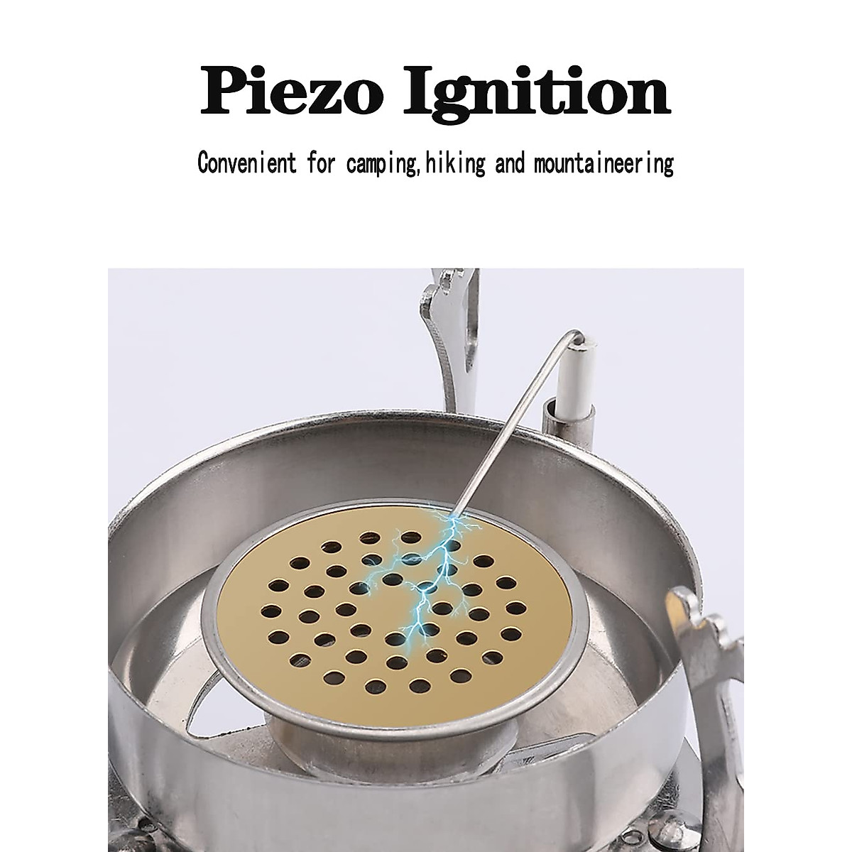 SVNVIOZ Camping Stove Windproof Backpacking Stove with Piezo Ignition, Plastic Storage Box, 2 Types Fuel Canister Adapters, Camping Gear Portable Stove for Outdoor Camping Hiking Cooking