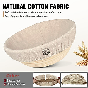 WALFOS 6 Packs Bread Basket Liner Cloth, 9 inch round bread proofing basket cloth liner, Baking Dough Basket Cover Natural Rattan Banneton Proofing Cloth