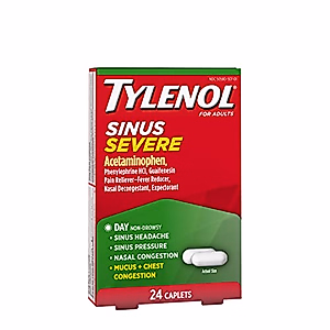 Tylenol Sinus Severe Daytime Caplets with Acetaminophen, Guaifenesin & Phenylephrine HCl, 24 ct