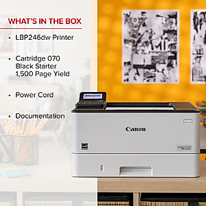 Canon imageCLASS LBP246dw - Monochrome Duplex, Wireless Laser Printer, Single Function, Mobile Ready, with 1 Year Limited Warranty, 42 PPM, White
