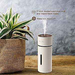PALANCHY Rechargeable Portable Humidifiers,Cool Mist mini Humidifier with Adjustable Angle,260ml Water Tank Small Humidifier USB Powered,7 Color LED & Auto Shut-Off for Bedroom Home Office
