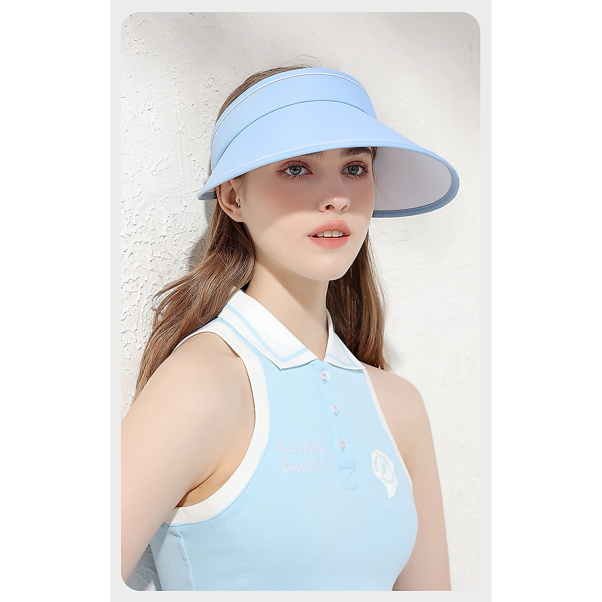 ZYLG Sun Visor Hats for Women Wide Brim,Foldable Wide Brim Womens Golf Cap,Womens Beach Sun Hat UV UPF50 Travel Foldable Sun Hat (Black)