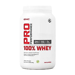 GNC Pro Performance 100% Whey Protein Powder - Unflavored, 25 Servings, Supports Healthy Metabolism and Lean Muscle Recovery