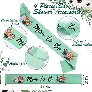 Xinnun 4 Pieces Safari Jungle Mom to Be Sash, Jungle Animals Baby Shower Sash Mom to Be Corsage with Leaf Crown Dad to Be Corsage Set Safari Theme Baby Shower Party Favors for Gender Reveal