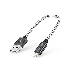CableCreation 0.5 Feet Short iPhone Charger Cable, [MFi Certified] Lightning to USB Data Sync Cord, Compatible with iPhone 14/14 Pro, AirPods Pro, iPhone 13/13 Pro/12, iPad Pro, Air, 0.15M Black&White