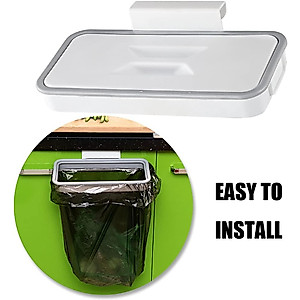 Hanging Trash Bag Holder,Hanging Trash Bag Rack,Garbage Waste Holder with Lid for Kitchen Closet Cupboard Accessory