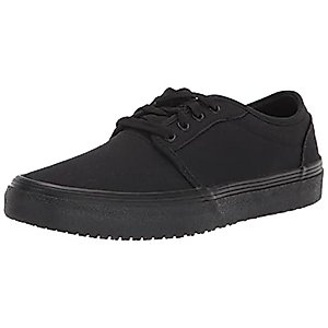 Shoes for Crews Merlin, Men's, Women's, Unisex Slip Resistant Canvas Work Shoes, Water Resistant, Black, Men's 9.5 / Women's 11
