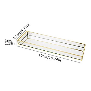 Affogato Sink Vanity Tray Mirror Bathroom Storage Tray, Toilet Tank Organizer, Bathtub Tray, Toothbrush Makeup Cosmetic Holder for Bathroom Vanity Countertops, Closets, Dressers (1Pc, Gold)