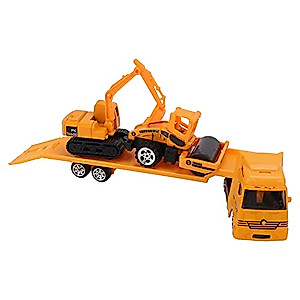 JIJO 4PCS Mini Alloy Construction Trucks Set 1:64 Carrier Truck Engineering Trailer Car Toys for Age 3+ Mini Alloy Construction