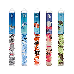 PLUS PLUS Building Block Playset Kit, Themed Figures 3D Puzzle, Fun Stem Toys for Kids, 350 Mini Interlocking Pieces - 5 Tube Bundle, Ocean