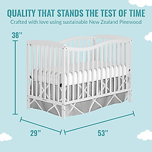 Dream On Me Chelsea 5-In-1 Convertible Crib In White, JPMA Certified