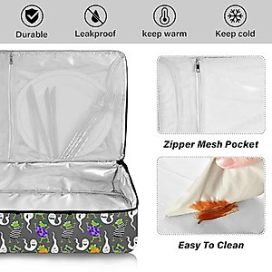 Kcldeci Insulated Thermal Food Carrier Insulated Casserole Carrier for Hot or Cold Food,Frogs and Pumpkins Insulated Tote Bag for Potluck Cookouts Parties Picnic,Lasagna Lugger