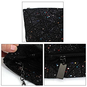 Sun Kea Geometric Shoulder Handbags Women Laser PU Cross-Body Bag Clutch Purse (Laser)