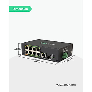 LINOVISION Industrial 8-Port EOC & POE Switch with 6pcs EOC Transmitters, Long Reach PoE Over Coax or UTP Cable, Simplified Wiring, Upgrading Analog System to IP Surveillance System