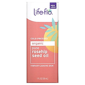 Life-flo Pure Organic Rosehip Seed Oil, Hydrating Face Oil, Dry Skin Care, Cold Pressed from Organic Rose Hips, Rich in Fatty Acids and Vitamin A (Retinol), Hypoallergenic, 60-Day Guarantee, 1oz