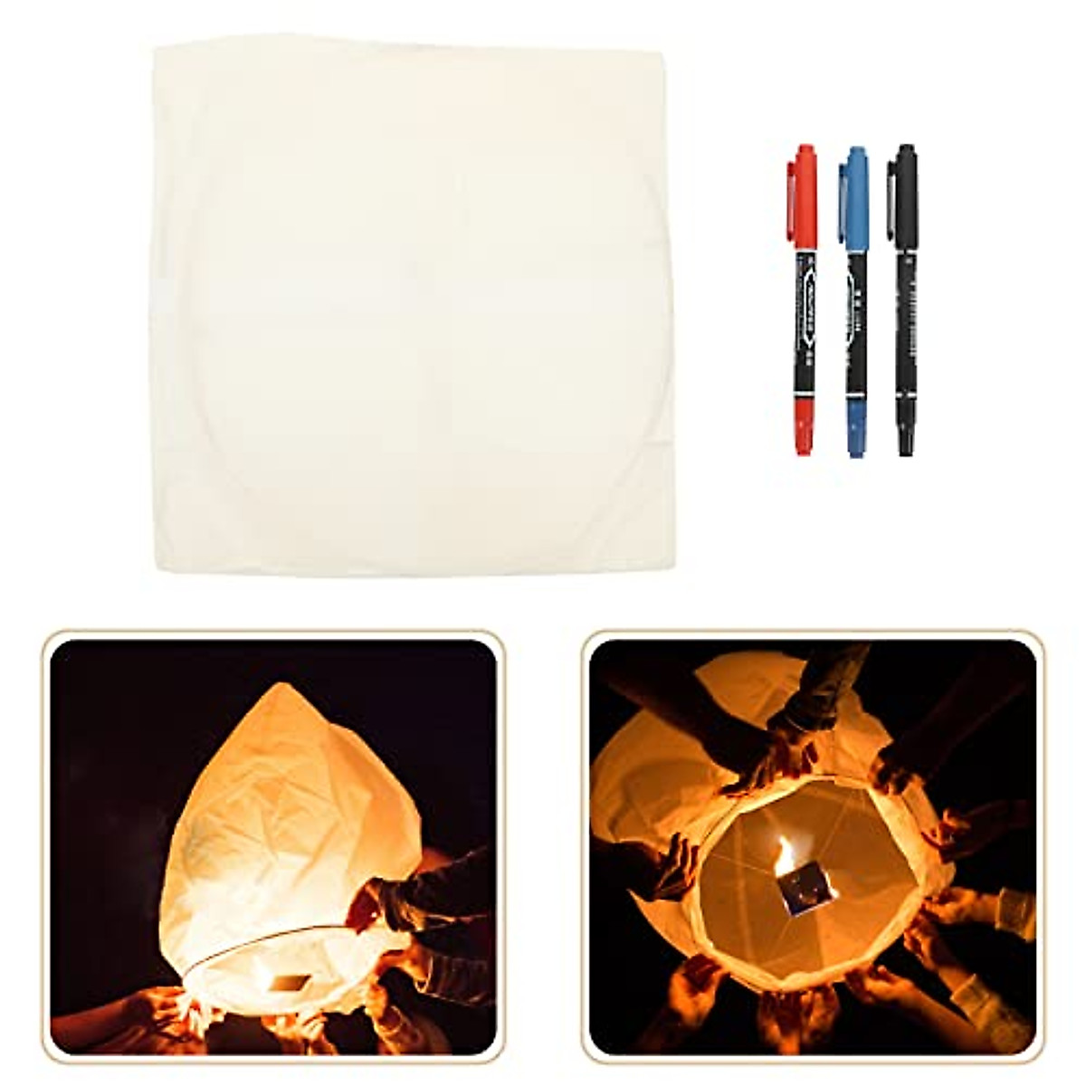 Sewroro 1 Set Chinese Paper Lanterns Oval Shaped Chinese Lanterns to Release in Biodegradable Floating Memorial Lanterns for Weddings Party Festivals Memorials and More with 3 Pens