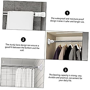 Cabilock 1pc Hole-free Telescopic Rod Retractable Curtain Rod Adjustable Curtain Rod Spring Curtain Rods Adjustable Closet Rod Tension Curtain Rod Shower Rod Tension Stainless Steel White