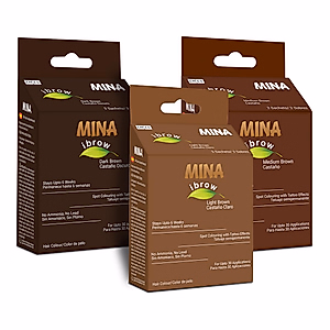 MinaiBrow Tinting Kit | Natural Spot Coloring Powder, Smudge Proof Formula | Instant Multi-Shade Brows (Dark, Light & Medium Brown)