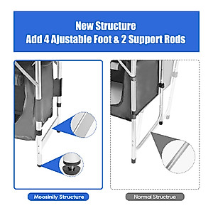 Moosinily Folding Camping Table 4 Ft Foldable Picnic Table 3 Height Adjustable Portable Camp Kitchen with Oxford Storage Outdoor White 47.2×18.5 inch