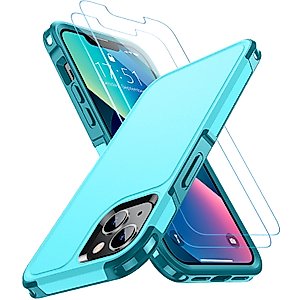 SPIDERCASE Designed for iPhone 13 Case/iPhone 14 Case, [10 FT Military Grade Drop Protection] [with 2 pcs Tempered Glass Screen Protector] Cover for iPhone 13 &14 6.1 inch-Light Blue