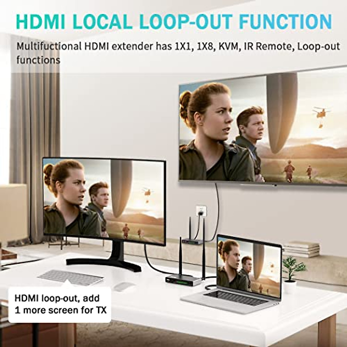 Wireless HDMI Transmitter and Receiver with KVM & IR Pass-Through, TIMBOOTECH 1080P, 5G, 656FT Through Wall Extender Live Streaming Video/Audio to HDTV/Projector/Monitor - Support Multiple Receivers